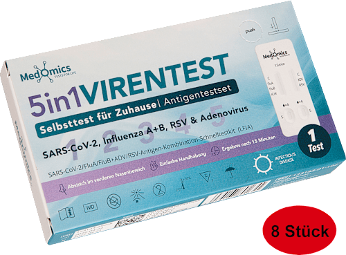 Medomics 5in1 Virentest Selbsttest SARS-CoV-2, Influenza A/B, RSV ...